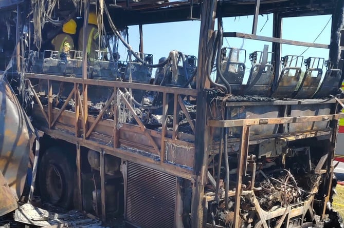Fire crews tackle flaming coach on A449 as traffic is disrupted ...